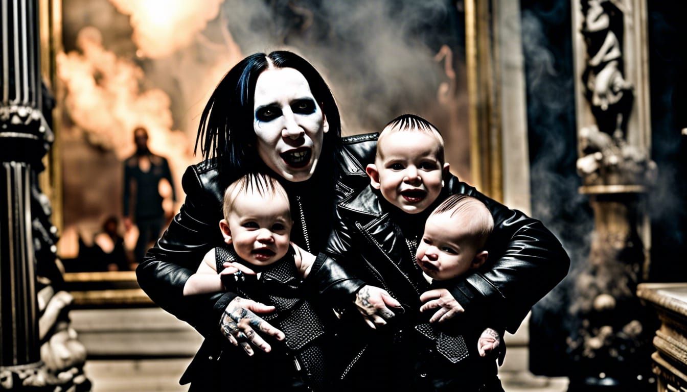 Photograph Portrait of excited Marilyn Manson, showing off his Museum ...