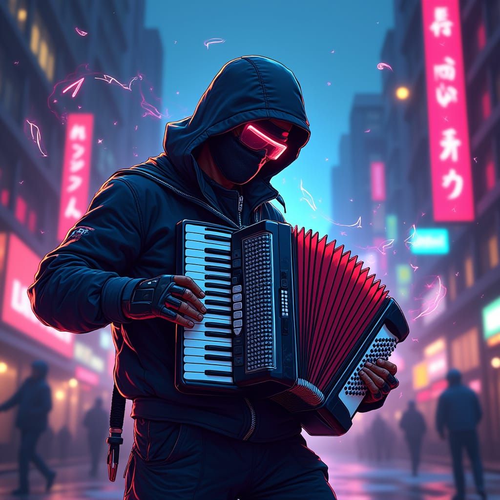 Anonymous cyberpunk accordionist - Cyberpunk Accordionist in...