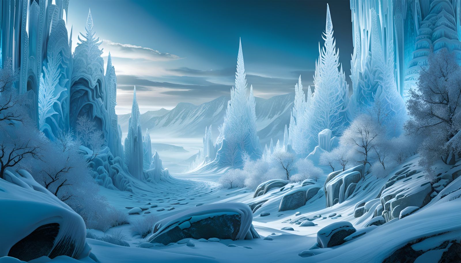 Mythical Ice Path - AI Generated Artwork - NightCafe Creator
