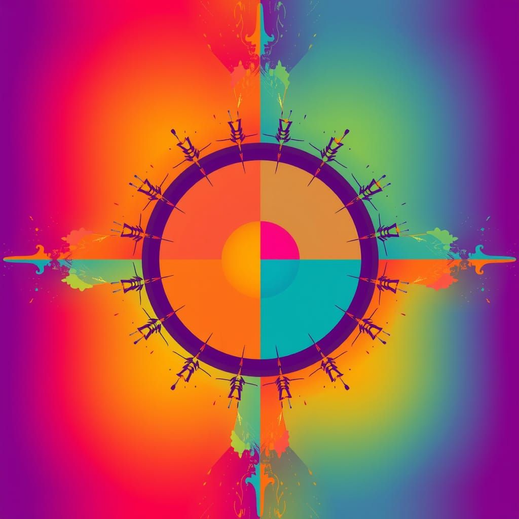 Symmetrical Pop Art Masterpiece in Triadic Colors - AI Art