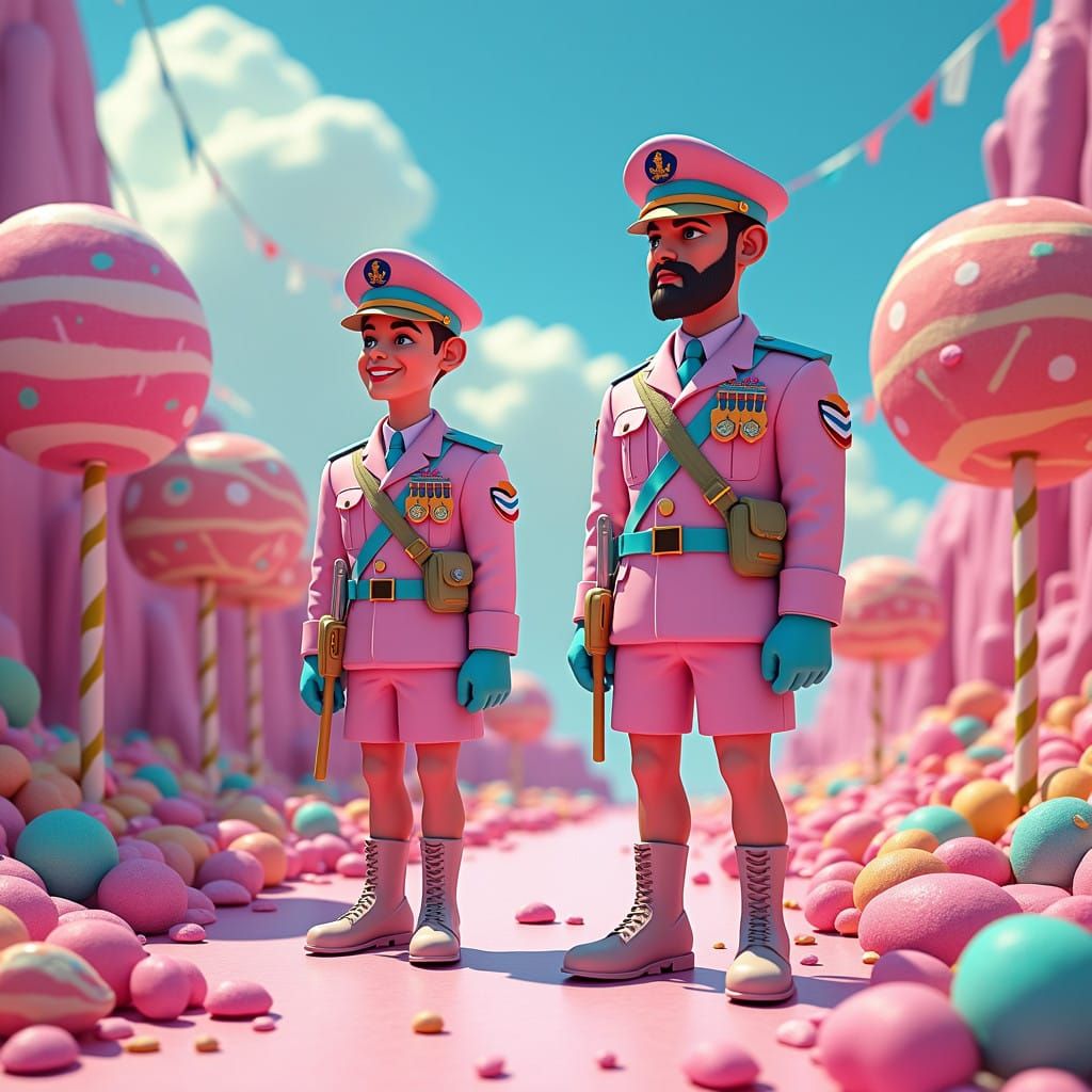 Whimsical Candy Soldiers in Hyperrealistic Digital... - AI Art