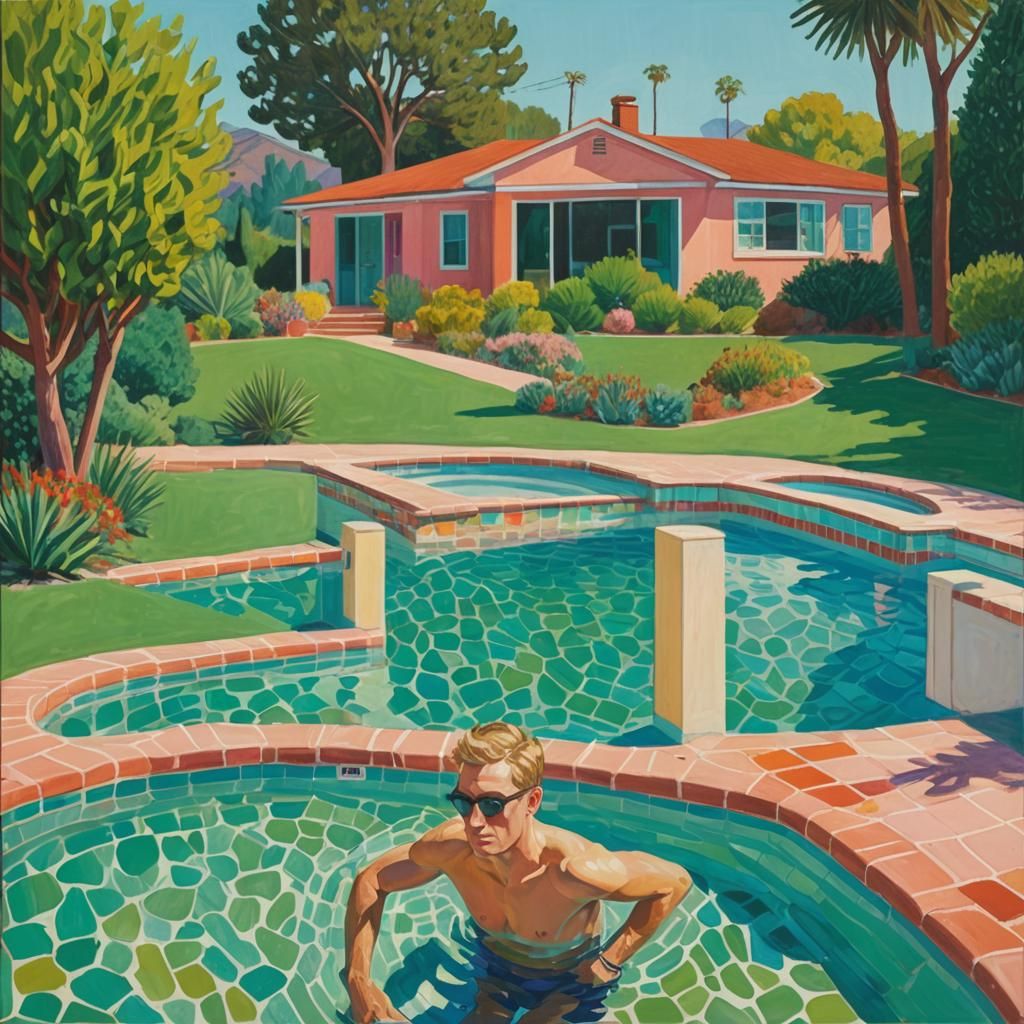 Hockney pools - AI Generated Artwork - NightCafe Creator