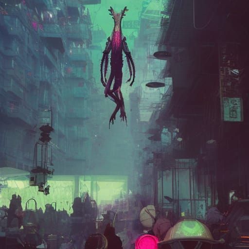 alien blending into crowd - AI Generated Artwork - NightCafe Creator