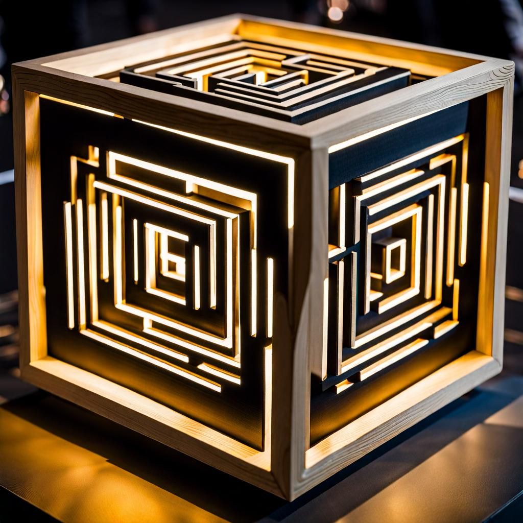 cubic labyrinth world of concrete in the shape of a cube, puzzle box ...