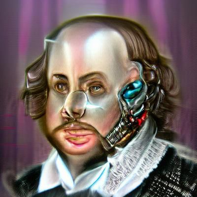 Robotic William Shakespeare from the future lowbrow concept art - AI ...