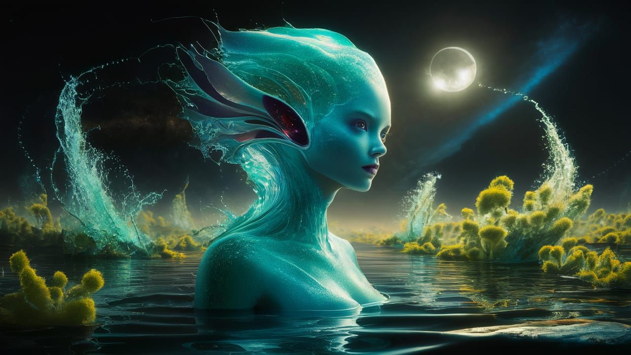 ALIEN 7 - Ethereal Bioluminescent Alien in a Utopian Space L...