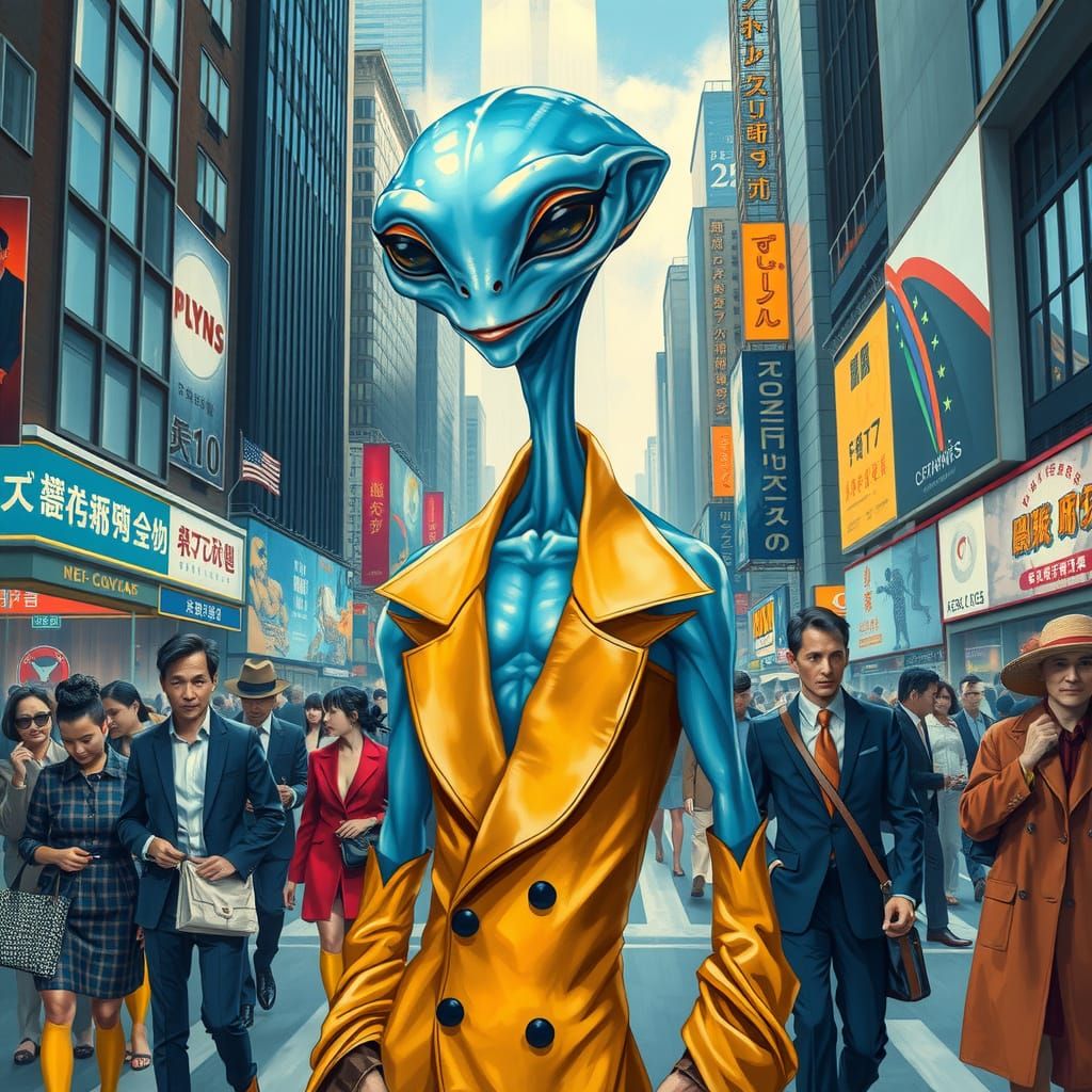 Surreal Alien Supermodel in Haute Couture on Earth - AI Art