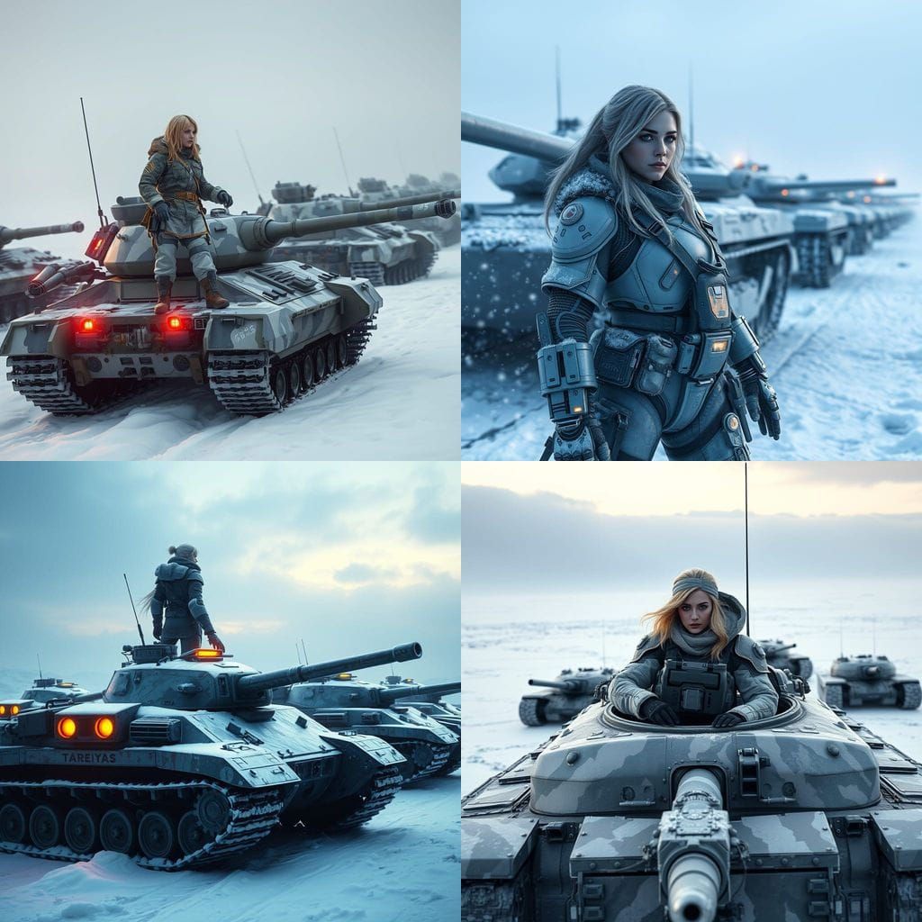 Futuristic Tank Commander in Winter Camouflage on ... - AI Art