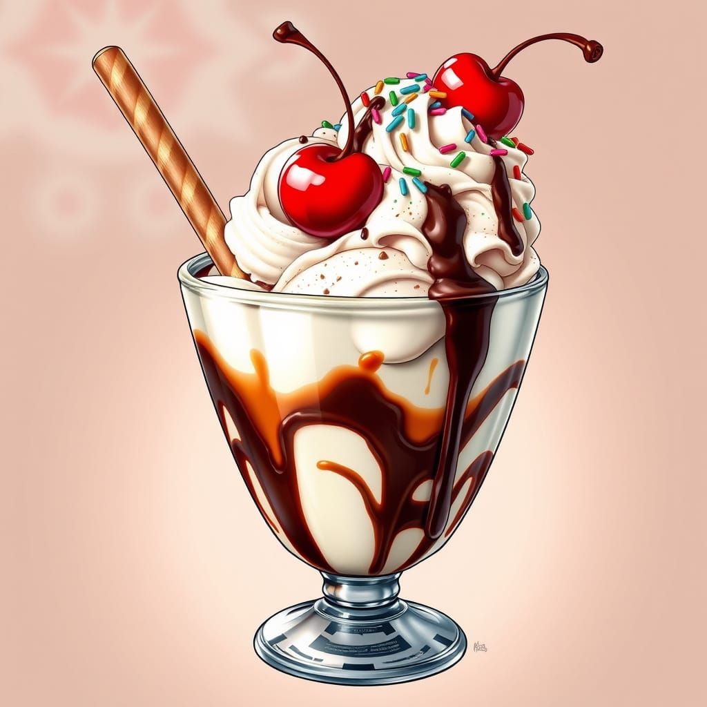 Decadent Comic Book Ice Cream Sundae - AI Art