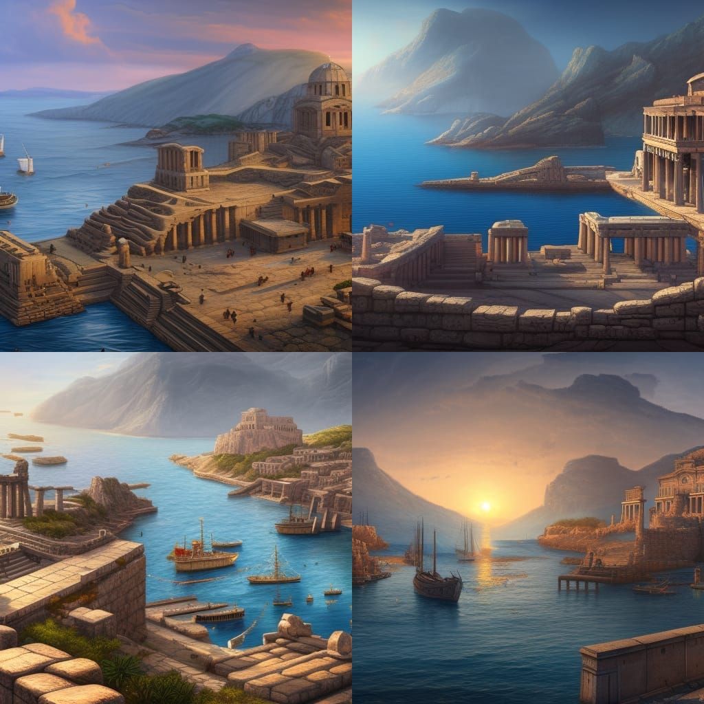 ancient greek harbour city - AI Generated Artwork - NightCafe Creator