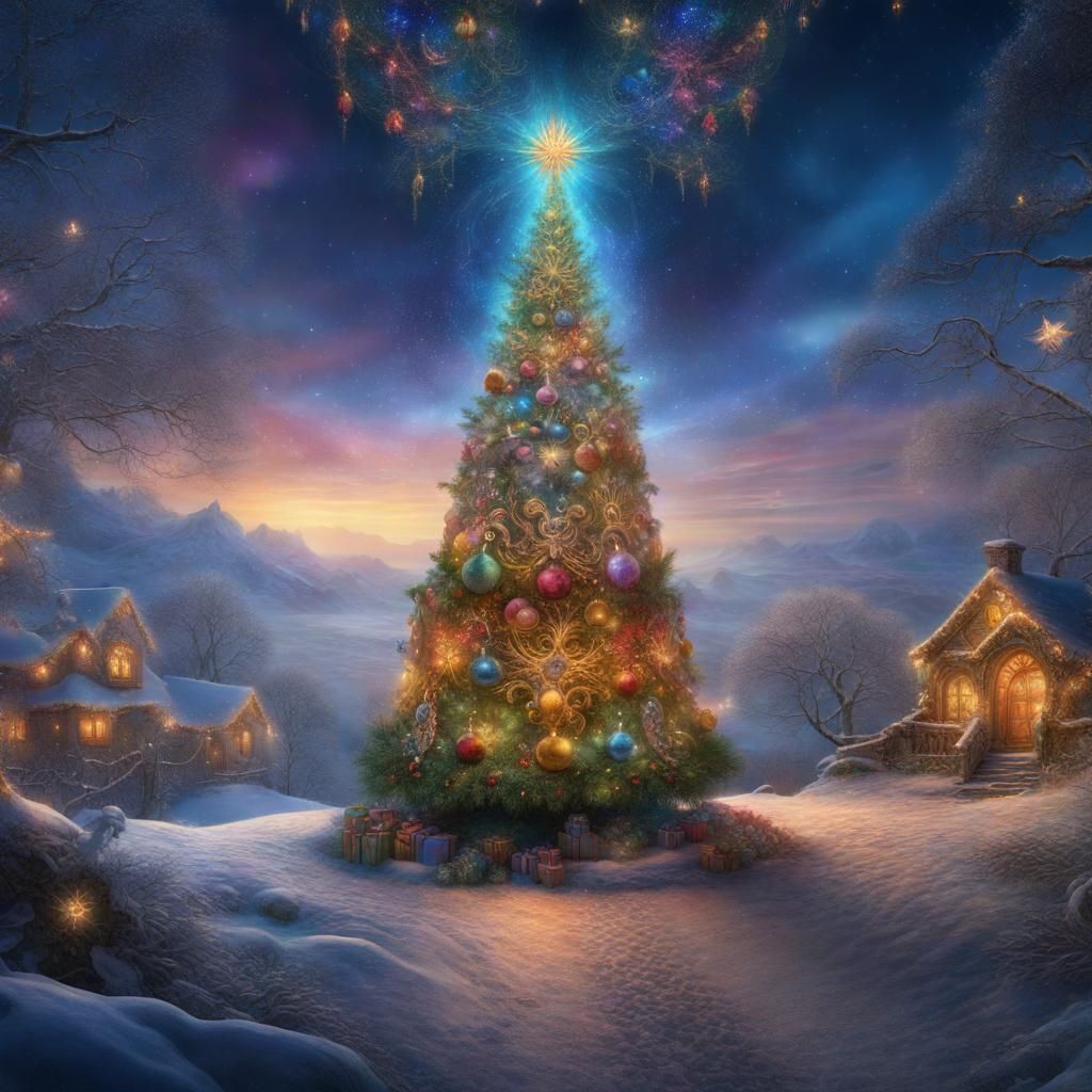 A festive Christmas tree - AI Generated Artwork - NightCafe Creator