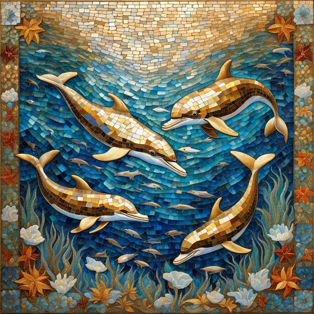 Dolphin Mosaic - AI Generated Artwork - NightCafe Creator