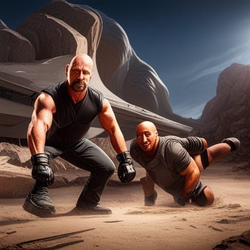 The rock vs stone cold Steve Austin - AI Generated Artwork - NightCafe ...