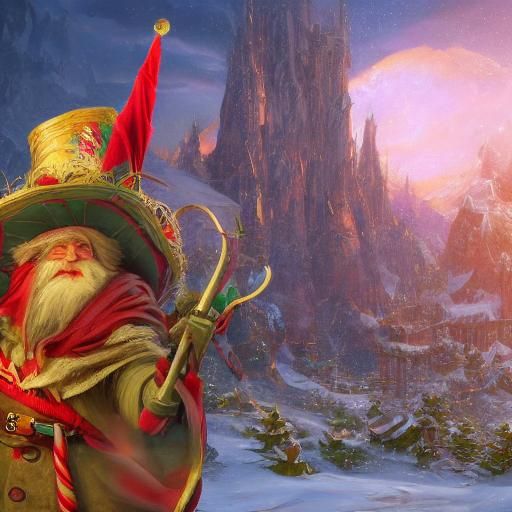 Christmas wizard with a big hat - AI Generated Artwork - NightCafe Creator