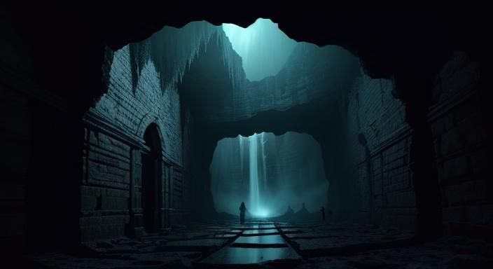 extremely long and narrow hallways with decaying walls covered in webs ...