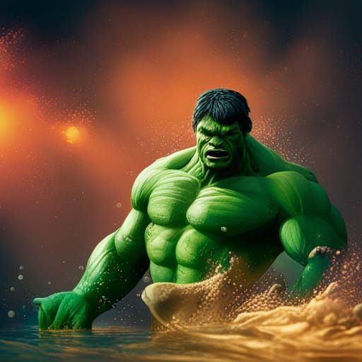 The Hulk wading through water - AI Generated Artwork - NightCafe Creator