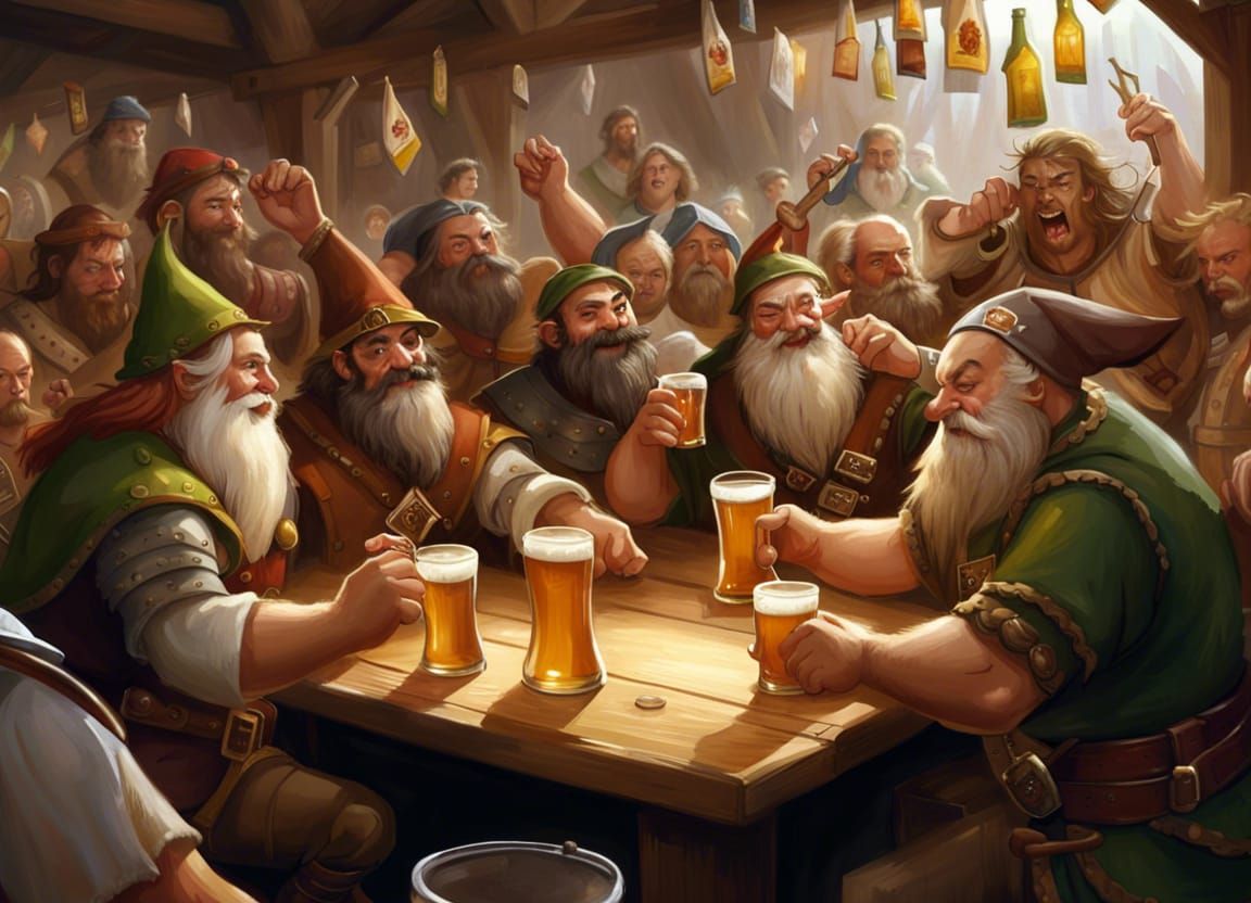 Dwarves Drinking Contest - AI Generated Artwork - NightCafe Creator