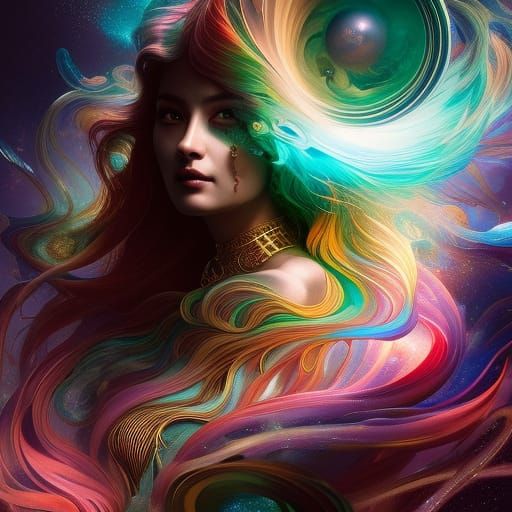 portrait of jupiter as a Divine gorgeous goddess with jupiter's rings ...