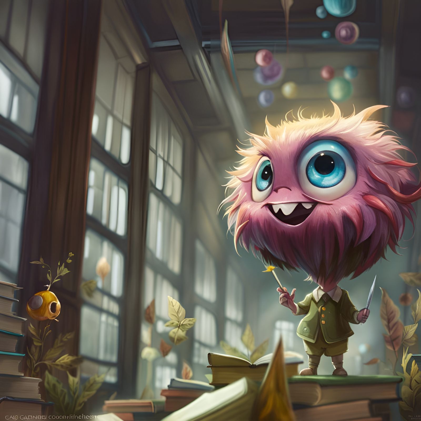 Little Pink Monster's First Day of School - AI Generated Artwork ...