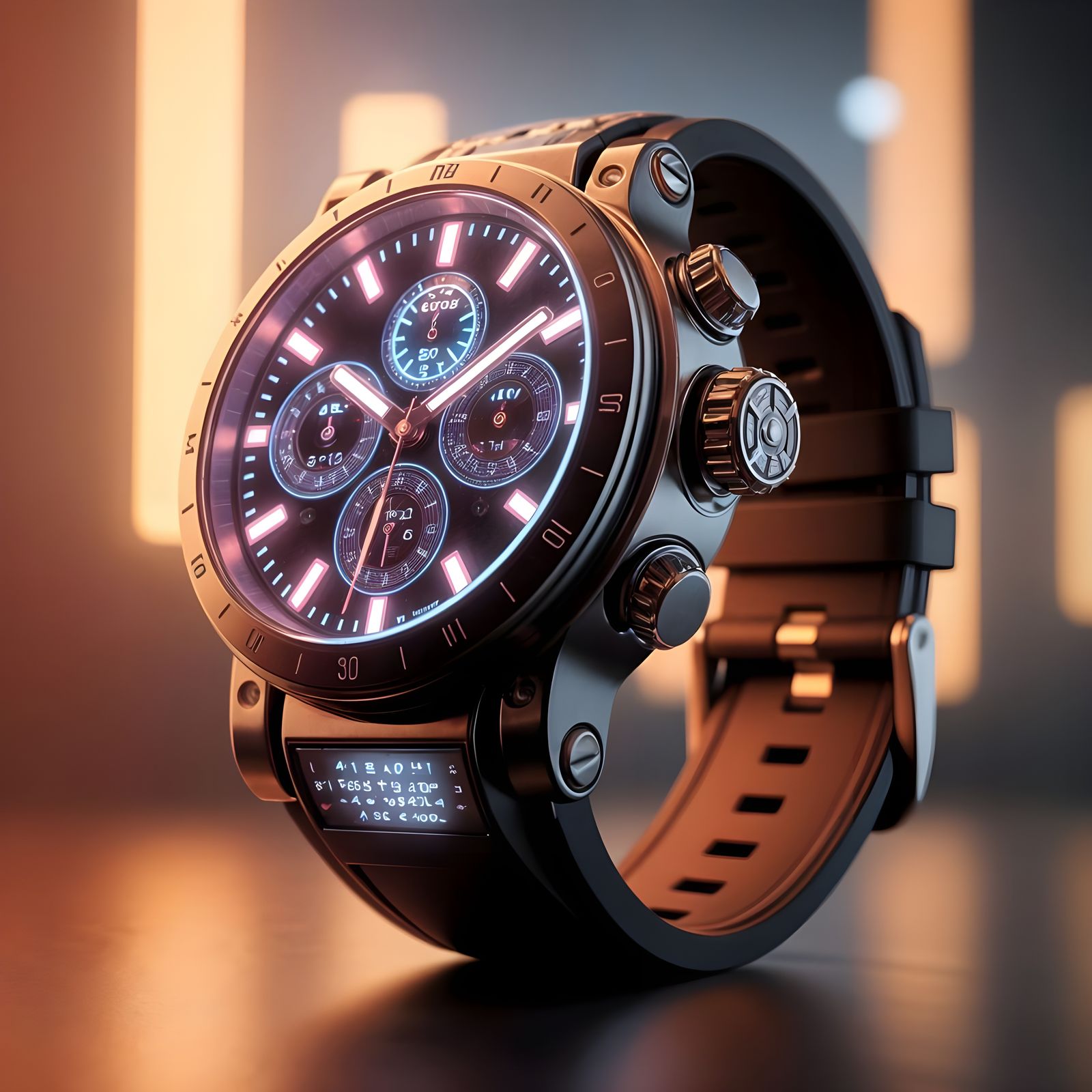 Sleek Sci-Fi Wristwatch with Intricate Details and... - AI Art
