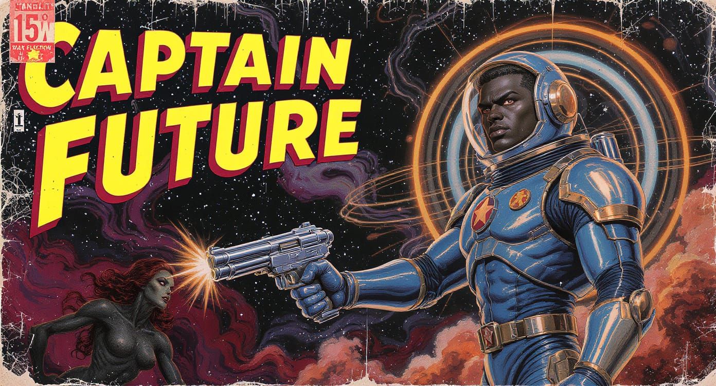 Vintage Pulp Magazine Cover: Captain Future in Spa... - AI Art