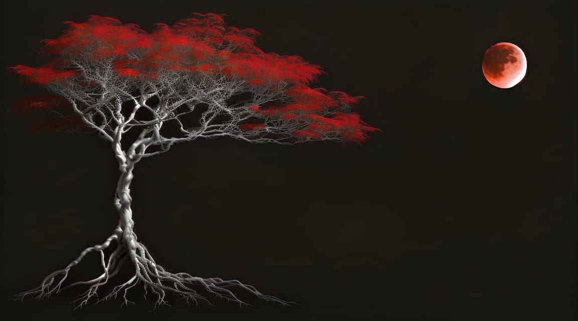 Blood Moon Tree - AI Generated Artwork - NightCafe Creator