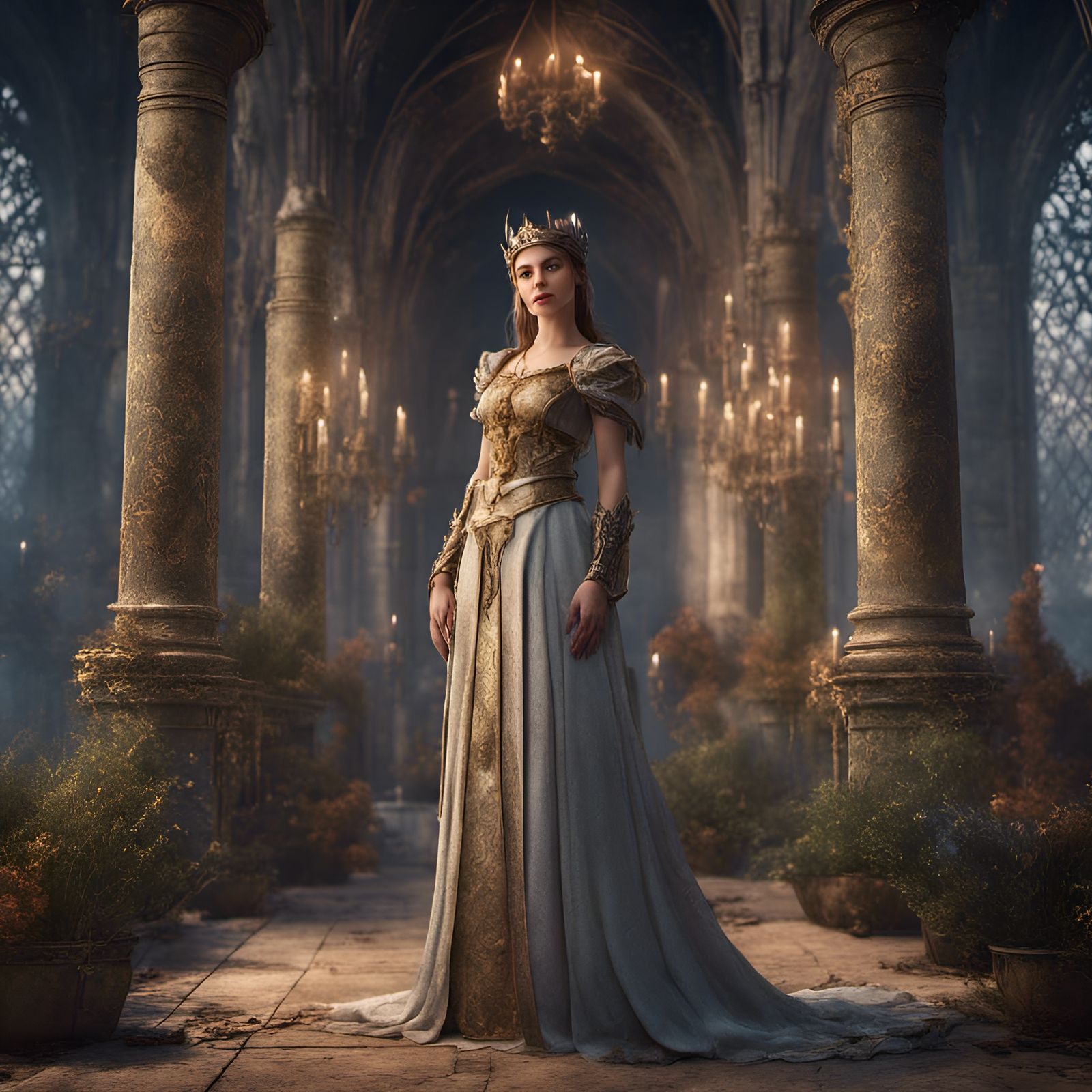 Beautiful Medieval Princess protected by elven armor and slaying her ...