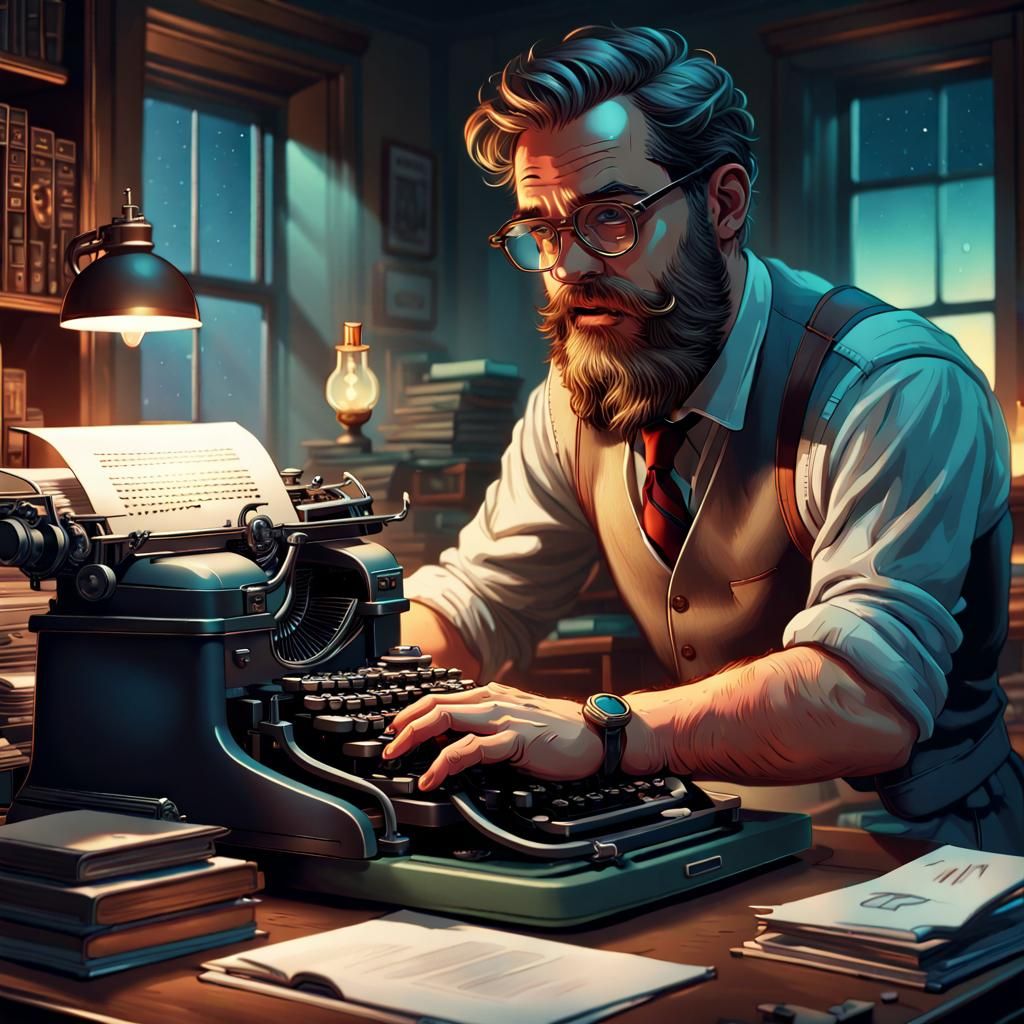 The Writer’s Vision (read on, fanboy!) - AI Generated Artwork - NightCafe Creator