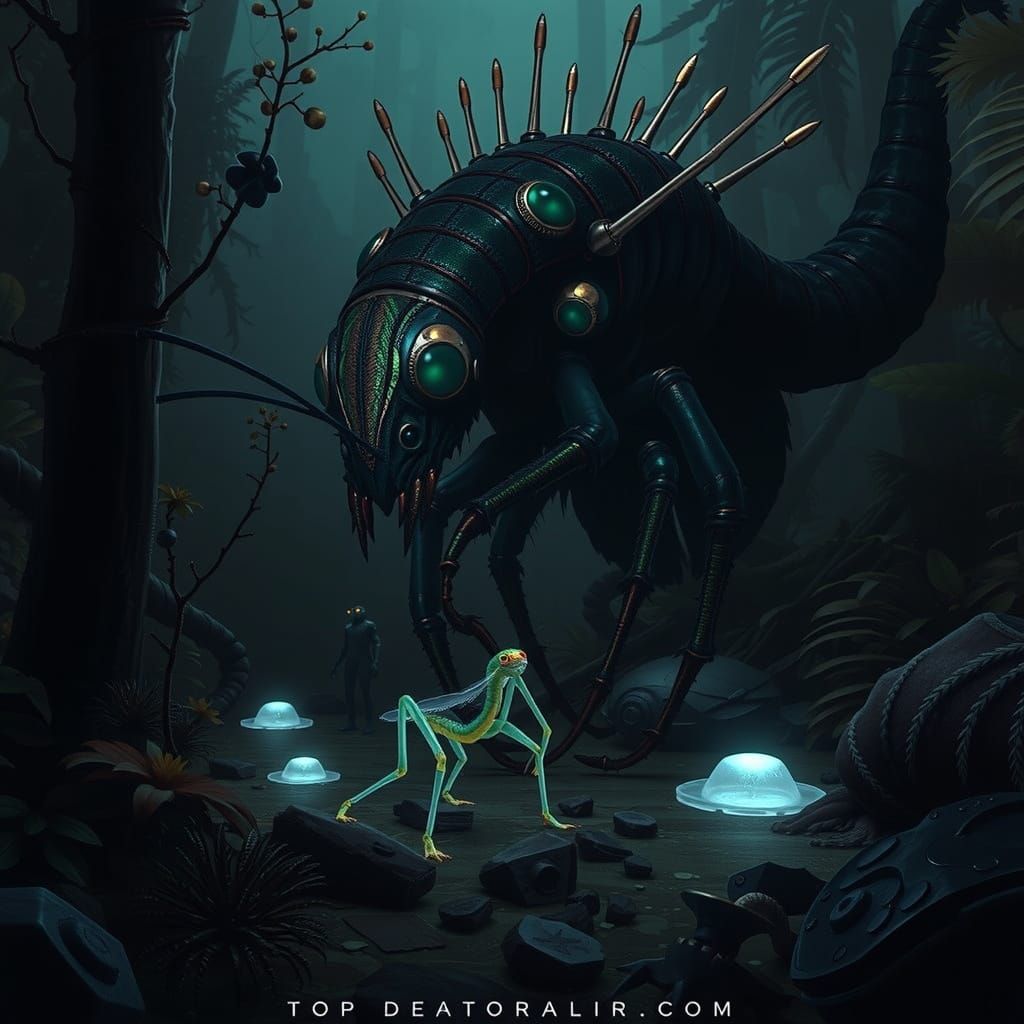 Ethereal, Iridescent Alien Beings with Mantis Shri... - AI Art