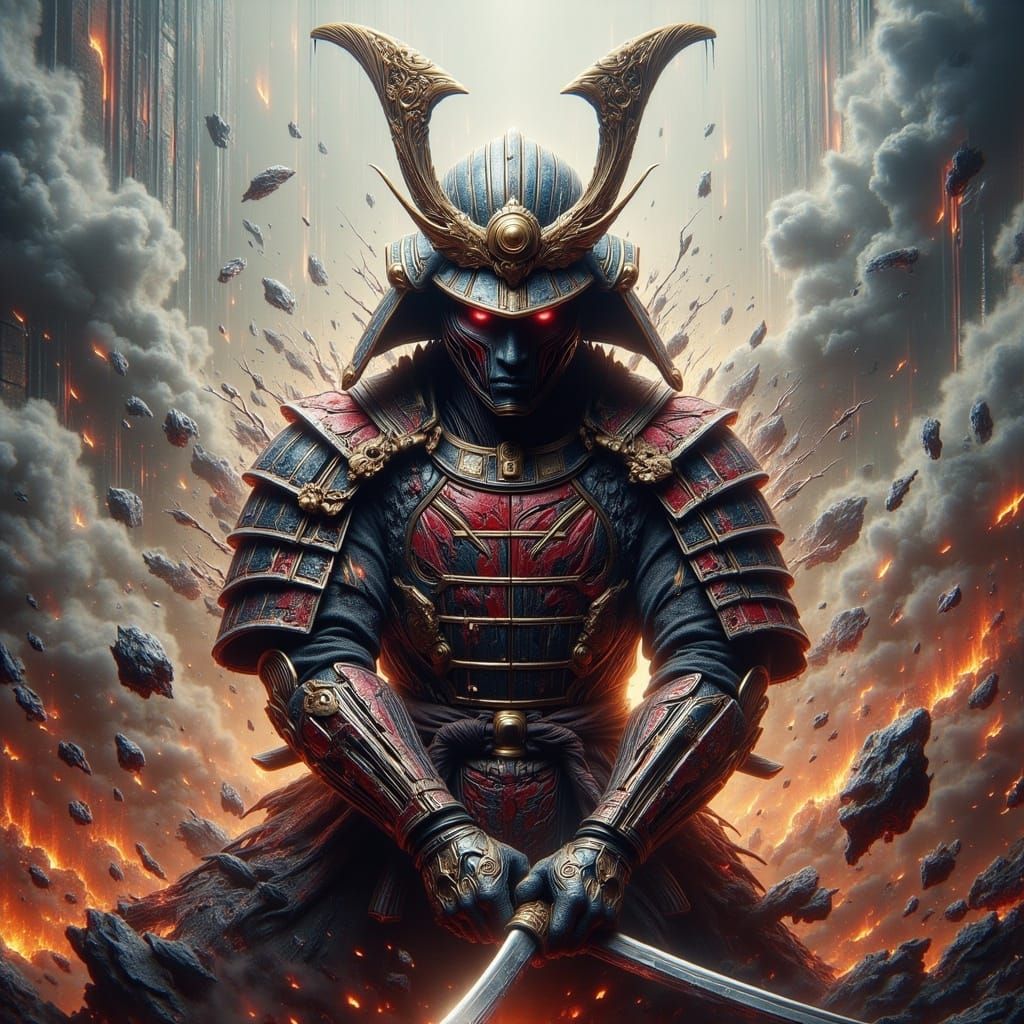 Surreal Samurai in Urban Battle Scene, in Vibrant ... - AI Art