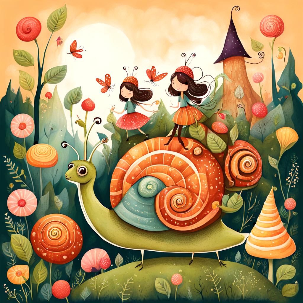 Snail girl and her friends, - AI Generated Artwork - NightCafe Creator