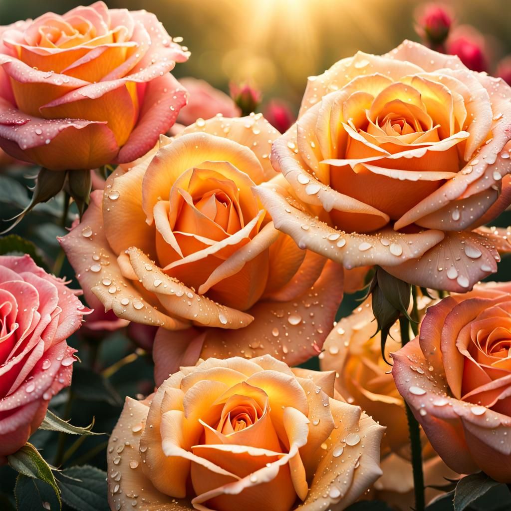 Dewy roses, ver. 2 - AI Generated Artwork - NightCafe Creator