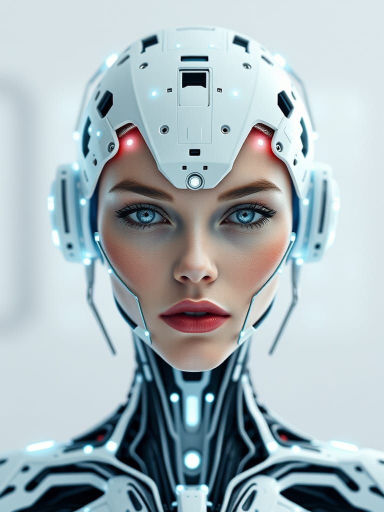 Cyborg Goddess in Biopunk Elegance - AI Art