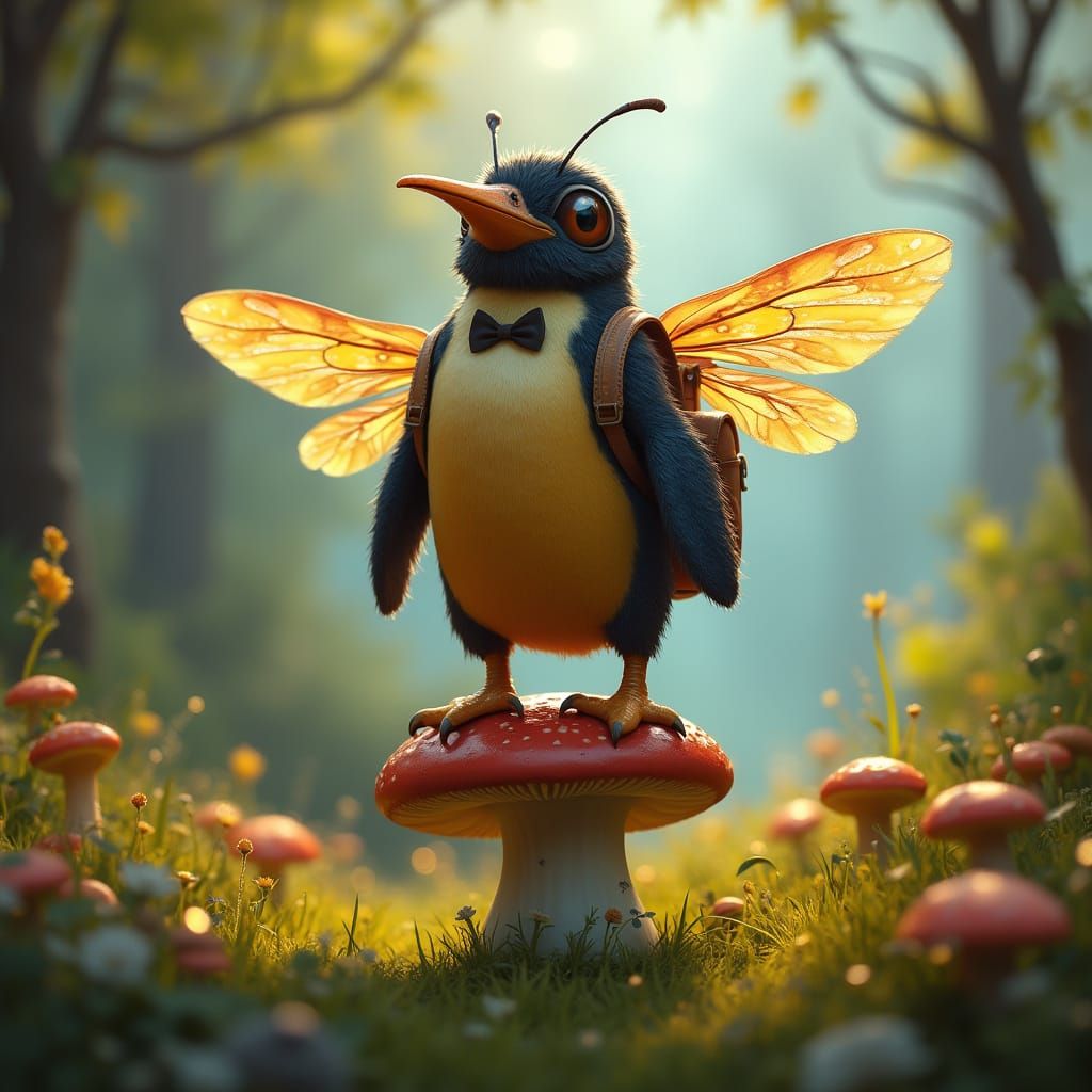 A creature half bee, half penguin - Bee-Penguin Hybrid in Lu...