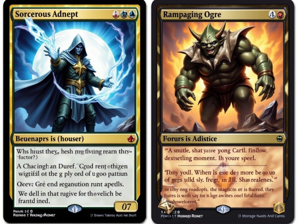 Magic Cards Contrasting Mysticism and Feral Fury - AI Art