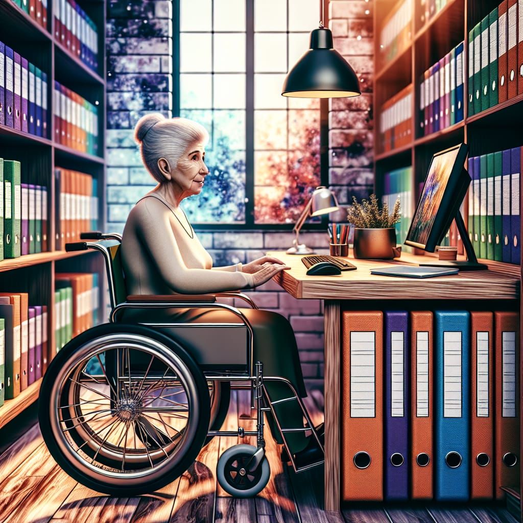 Welcoming Wheelchair-Friendly Library Desk for Sen... - AI Art