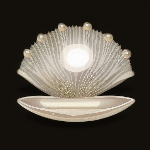 Vintage, art, pearl clam shell with a shiny pearl inside, Design ...