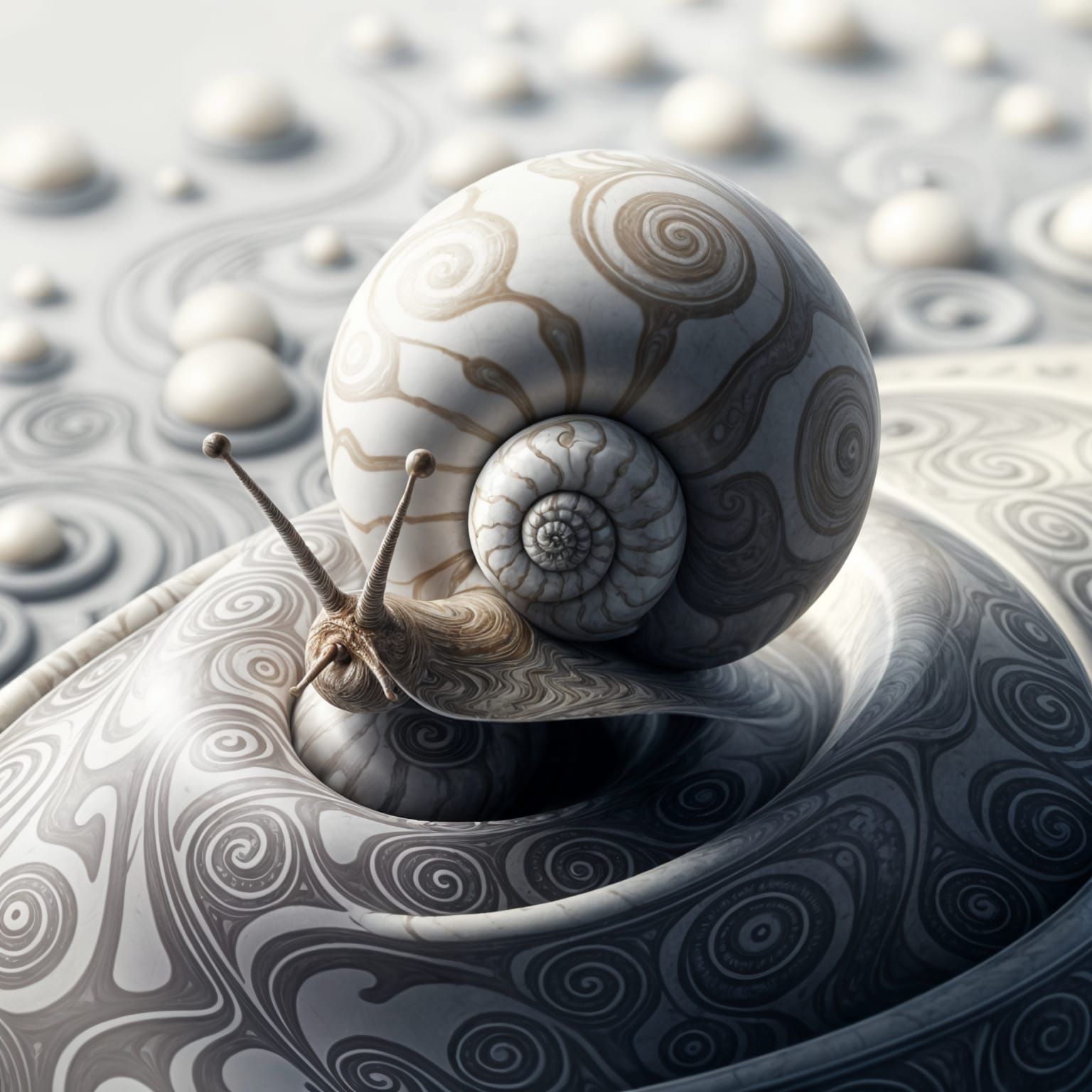 Roller Snail Shell Pattern in 3D Shading - AI Art