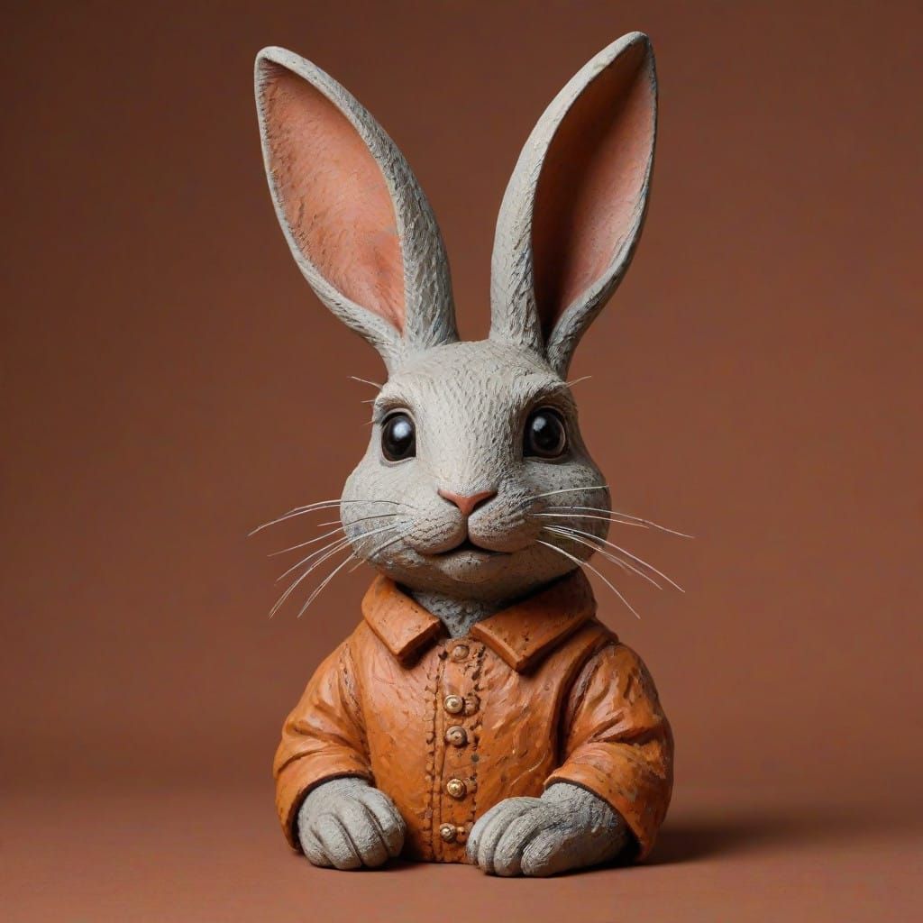 Surrealist Clay Rabbit - AI Art
