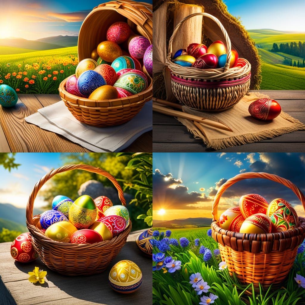 Easter Basket Decorated Eggs - AI Generated Artwork - NightCafe Creator