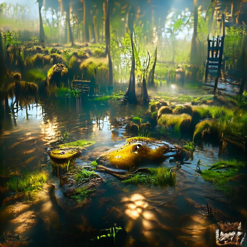 boggy swamp beautifully lit Albert Bierstadt 8K 3D 8k resolution ...