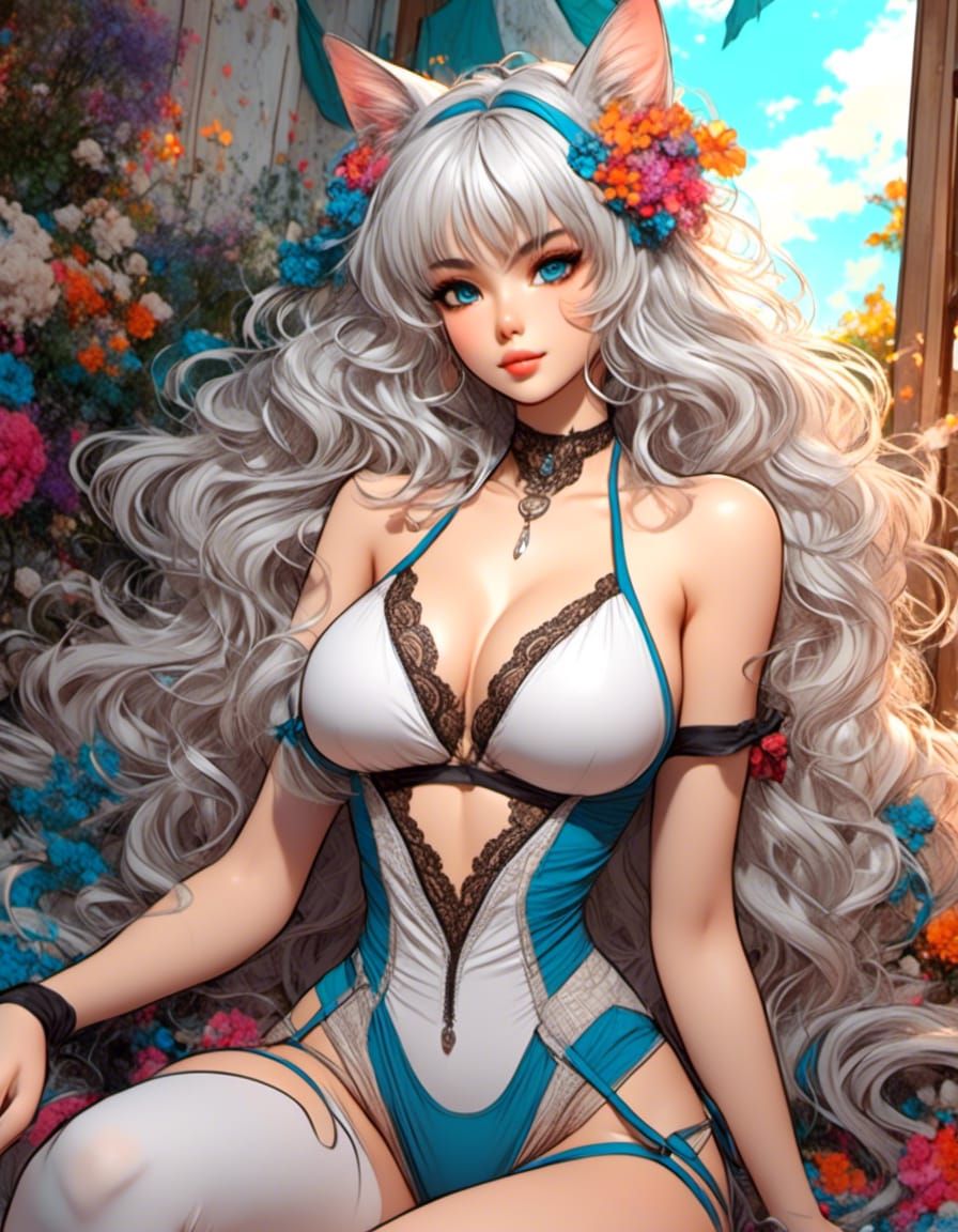 Curvy Neko Babe - AI Generated Artwork - NightCafe Creator