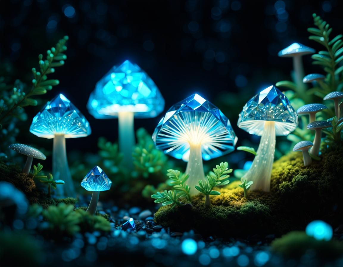 Crystal and Quartz Landscape of Radiant Magic Tree... - AI Art