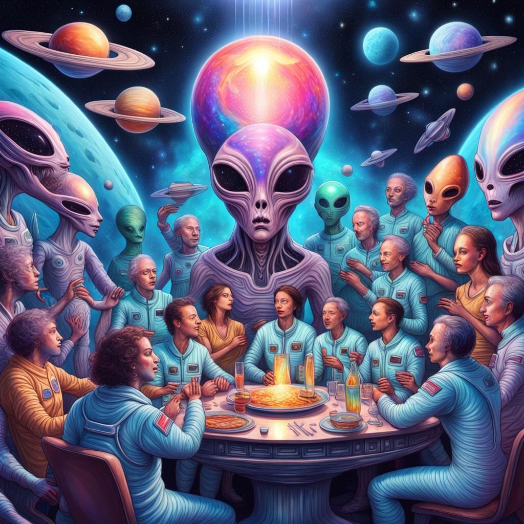 Aliens partying with Astronauts : r/nightcafe