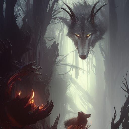 Horned Wolf - AI Generated Artwork - NightCafe Creator