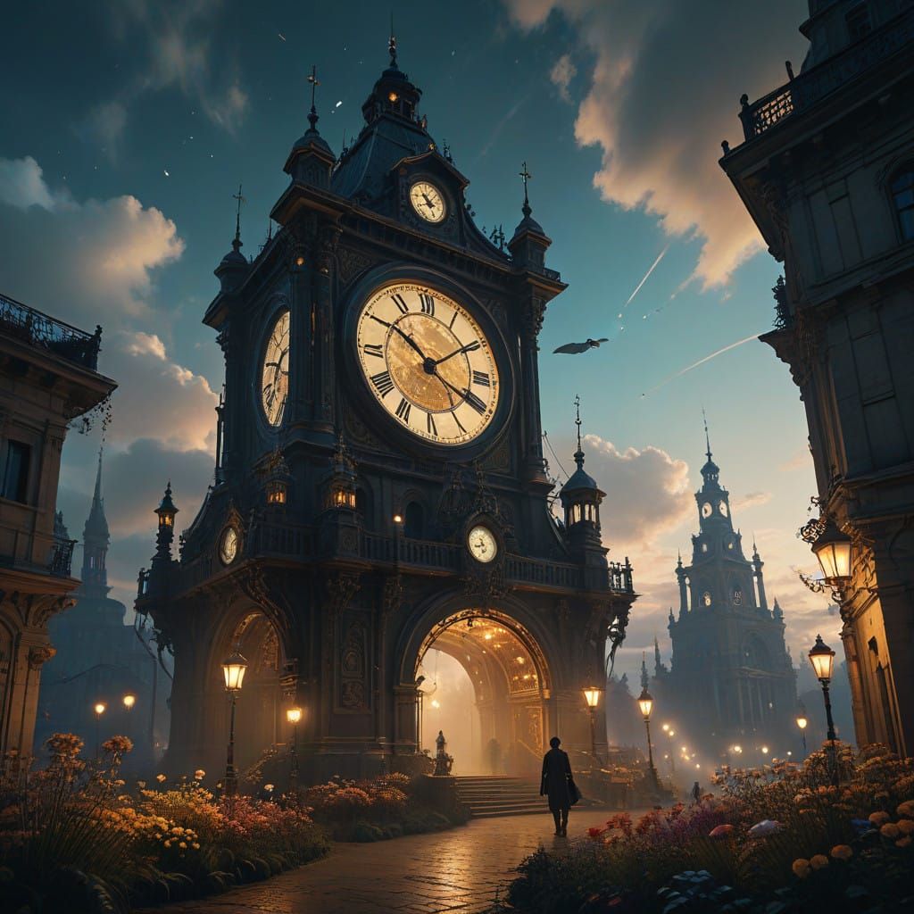 Ancient Clockwork Metropolis Sails Serenely Throug... - AI Art