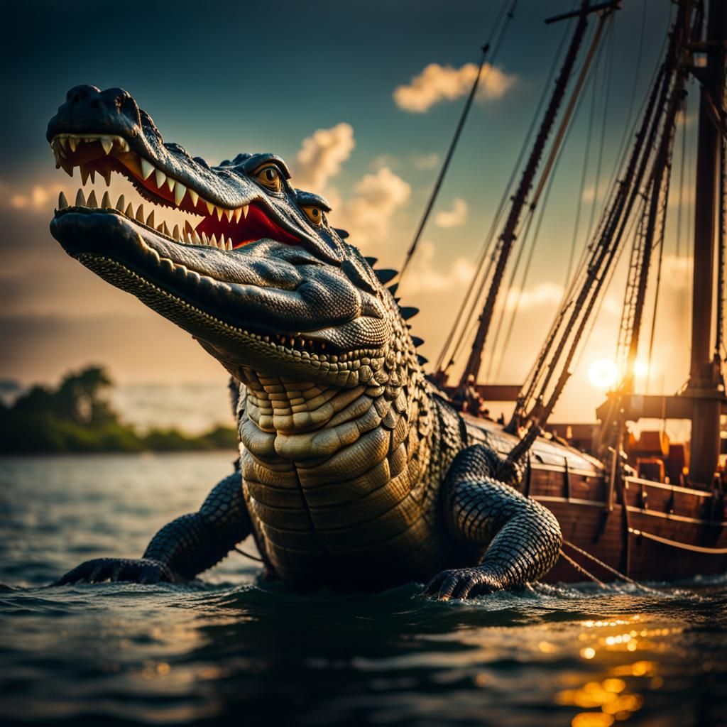sailing ship from a large crocodile - AI Generated Artwork - NightCafe ...