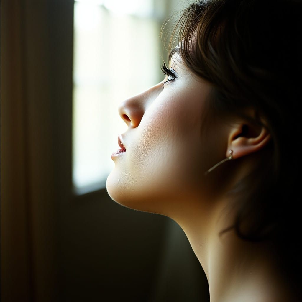 Woman in Subtle Profile Pose with Cinematic Lighti... - AI Art