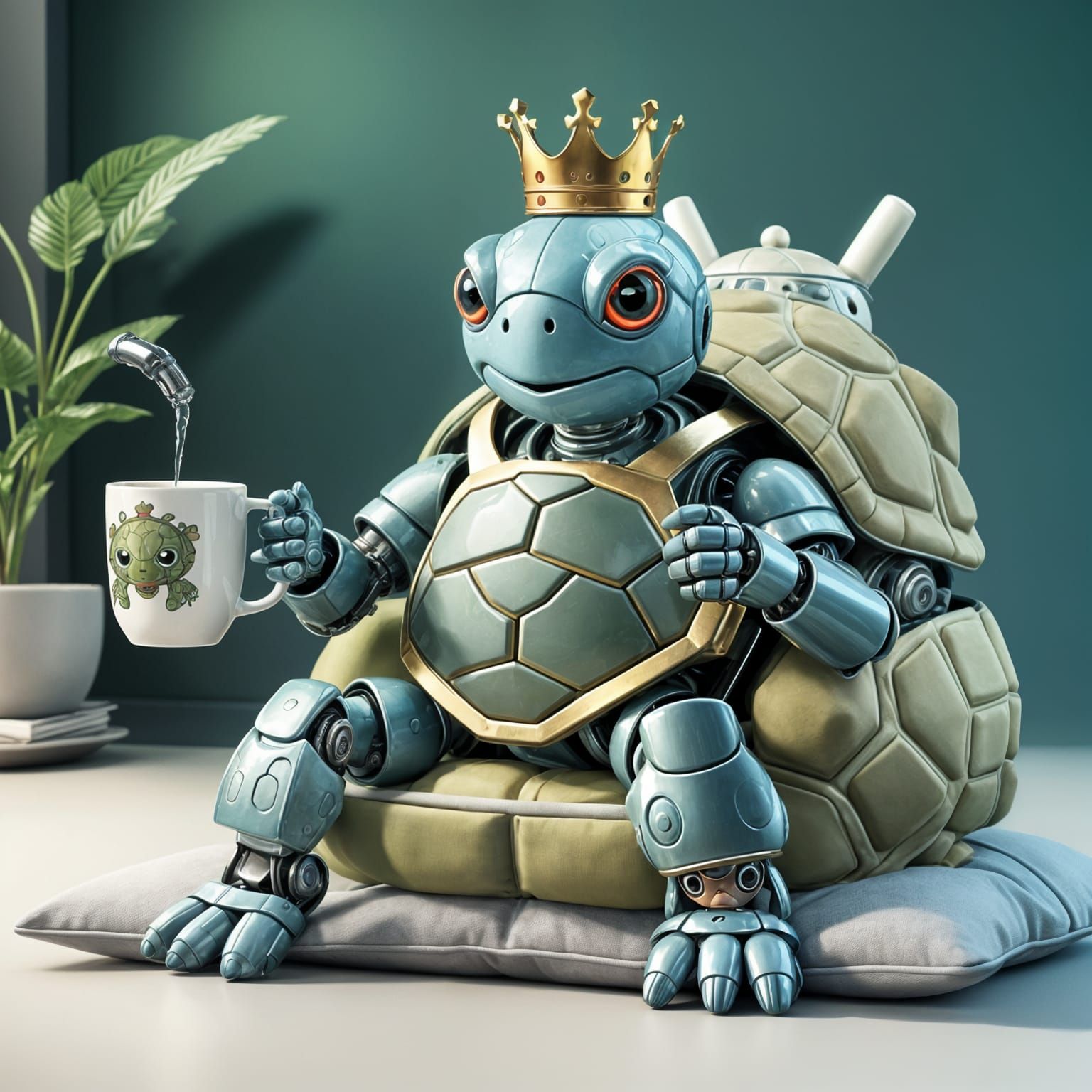 King-bot Turtle 👑🐢 - AI Generated Artwork - NightCafe Creator
