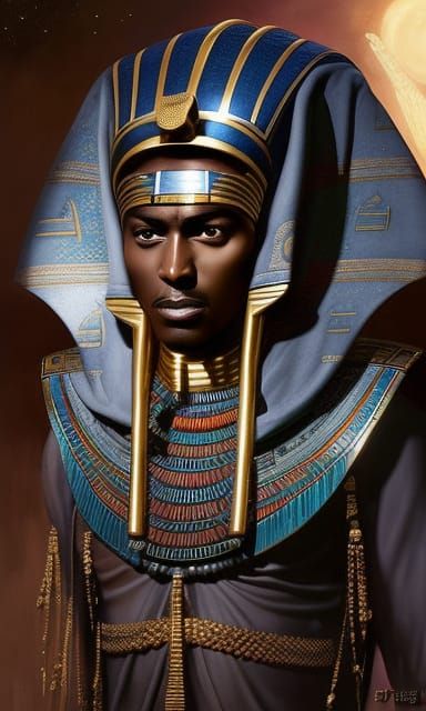 close up male african ancient egyptian pharaoh in africa:: dark skin ...